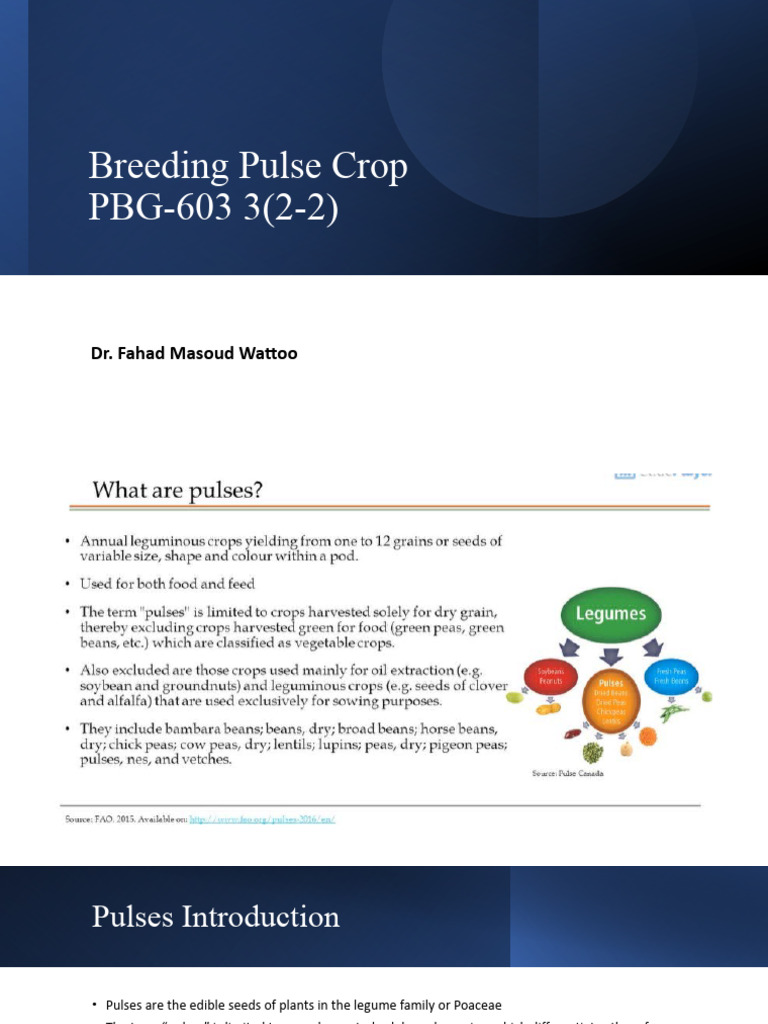 Breeding Pulse Crop Lecture 1 | PDF | Legume | Bean