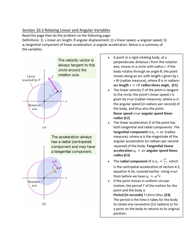 Rot Linear Note | PDF | Speed | Acceleration