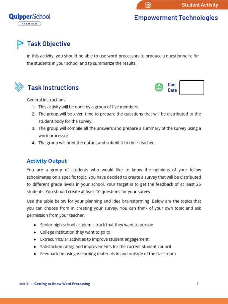 Student Survey Project Guidelines | PDF | Educational Technology ...