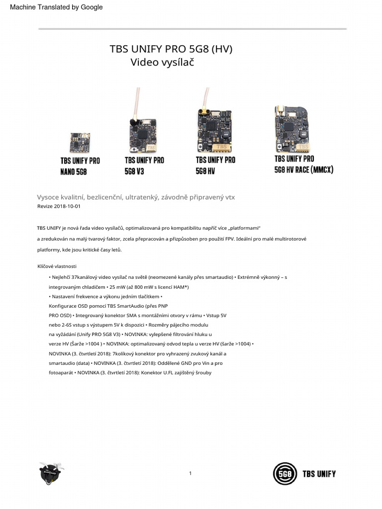 Tbs Unify Pro 5g8 Manual | PDF