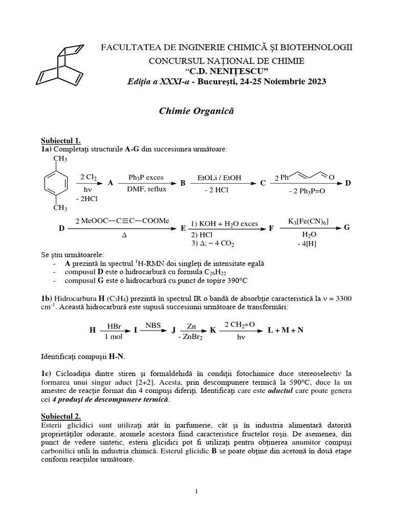 Chimie Organică: Facultatea de Inginerie Chimică Şi Biotehnologii ...