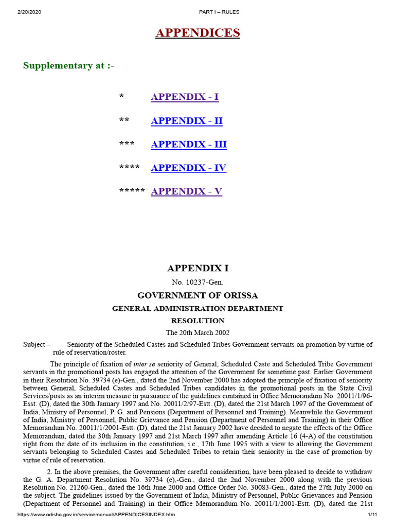 Appendix Odisha | PDF | Government Of India | Government