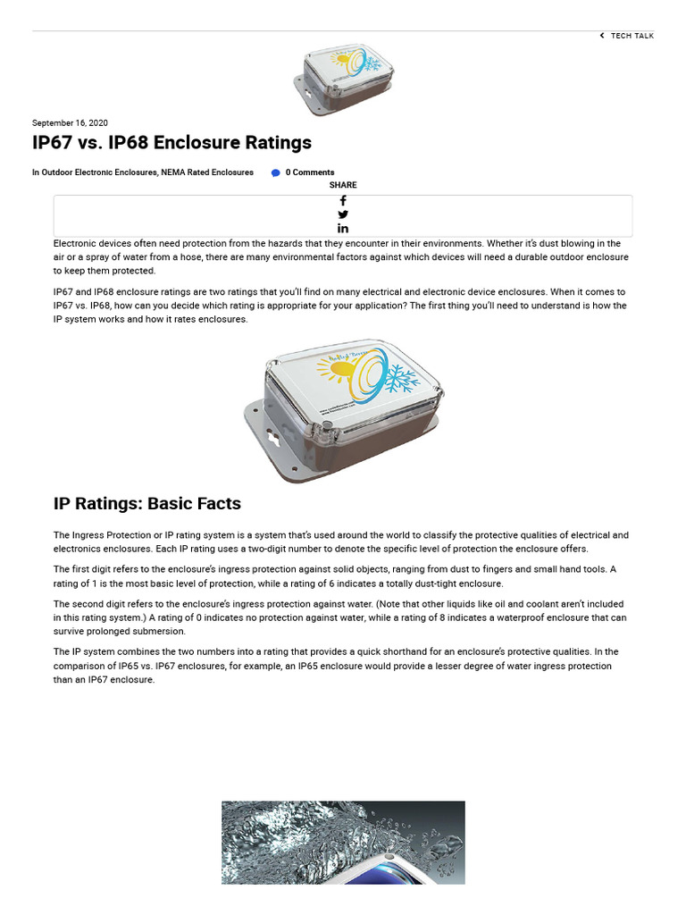 IP67 vs. IP68 Enclosure Ratings - Polycase | PDF