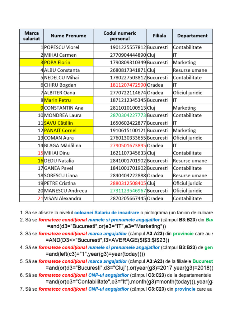 Aplicatia 2 Formatare Cond Rezolvata | PDF