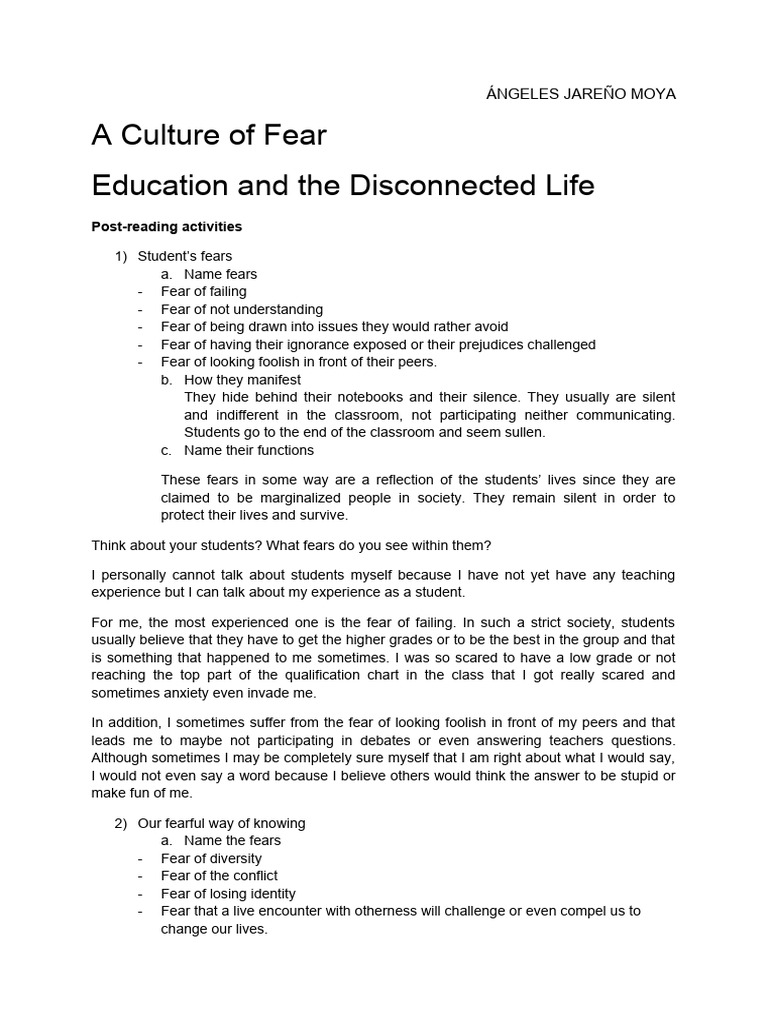 2 - Culture of Fear - Parker J Palmer | PDF