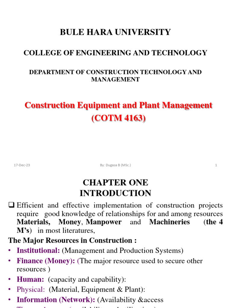 Construction Equipment And Plant Mgt Chapter 1 Pdf Infrastructure