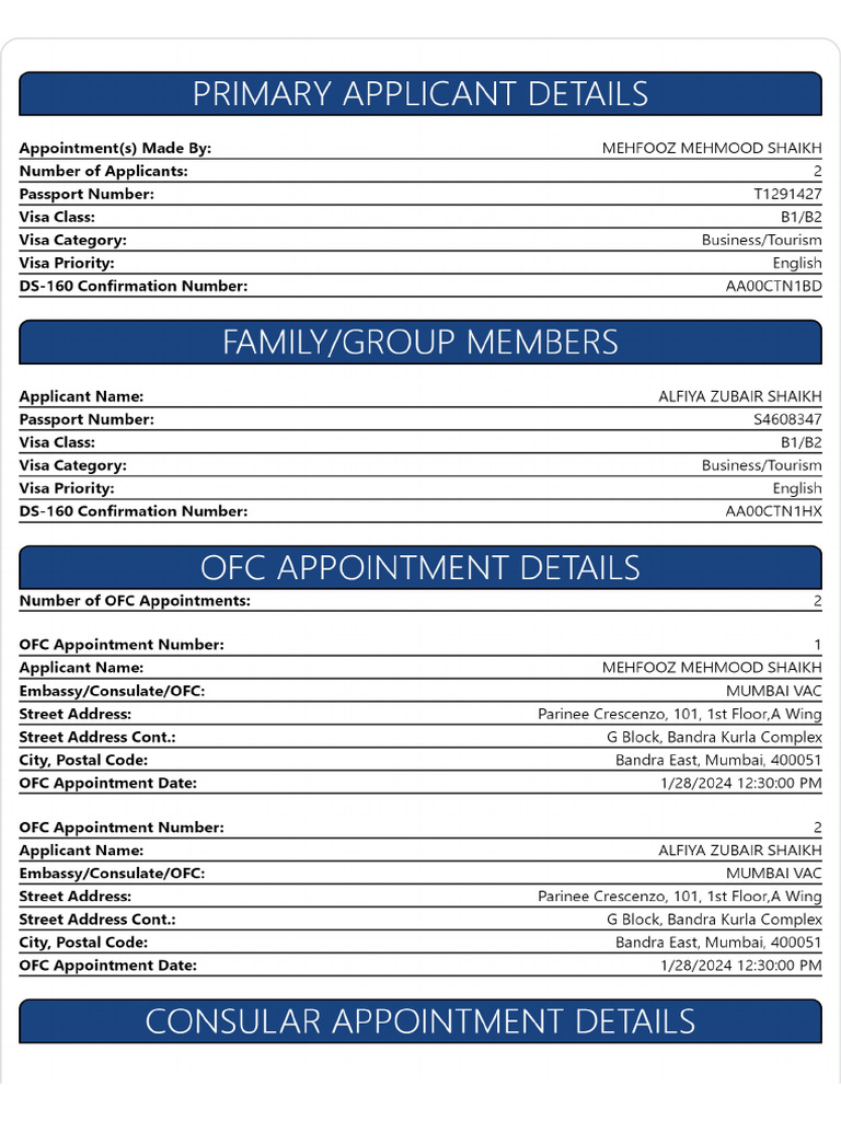 Visa Appointment Confirmation - by | PDF