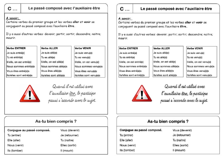 Leçon Passé Composé Auxiliaire ETRE | PDF