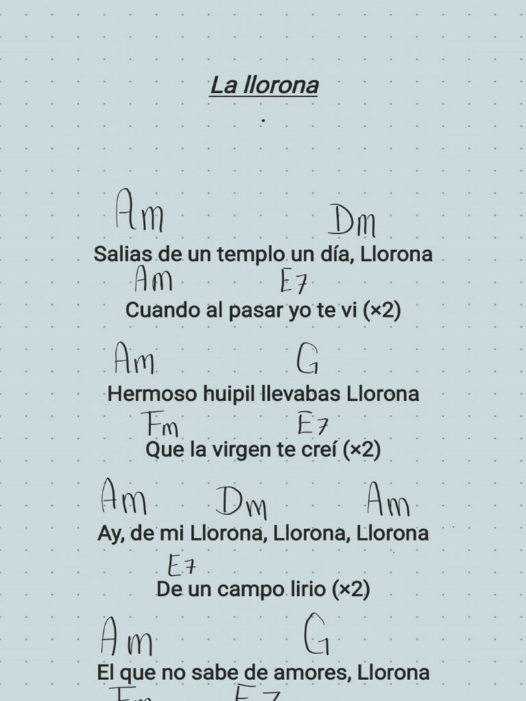 Acordes y Letra La Llorona, Artes | PDF