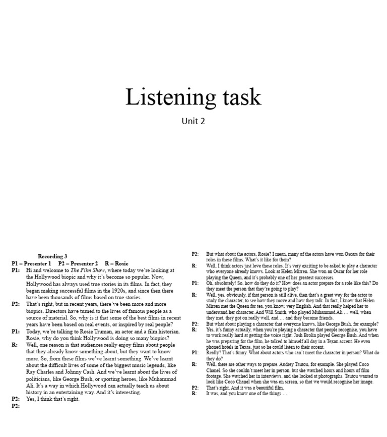 Listening Task | PDF