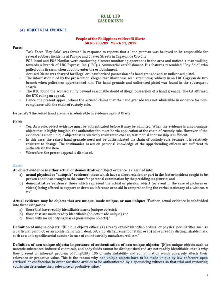 RULE 130 Case Digests | Download Free PDF | Witness | Demurrer