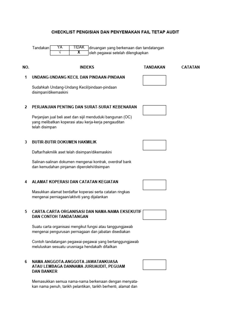 Checklist Fail Tetap | PDF | Pengelolaan Keuangan & Uang