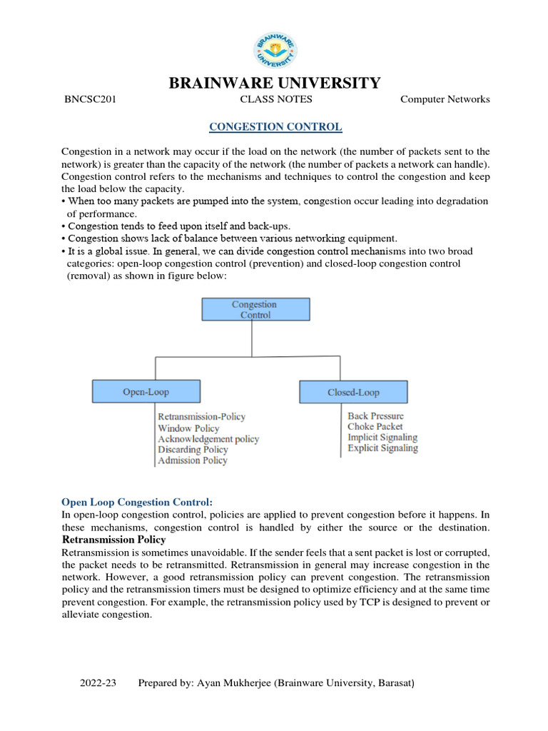 Congestion Control | Download Free PDF | Network Congestion | Computer Network
