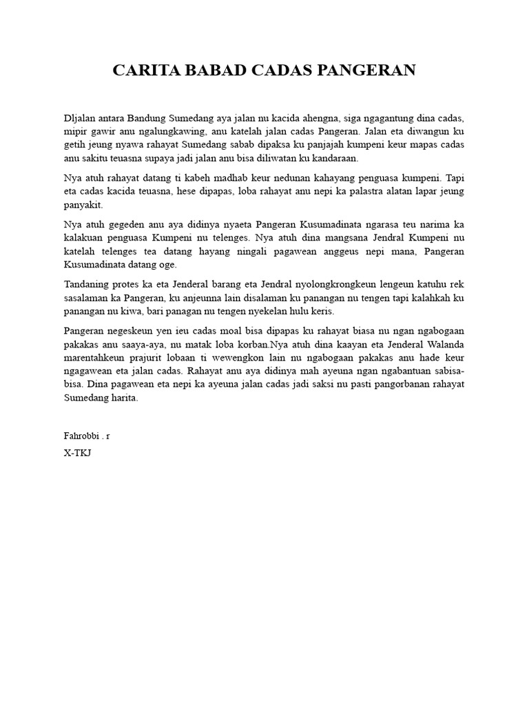 Carita Babad Cadas Pangeran | PDF