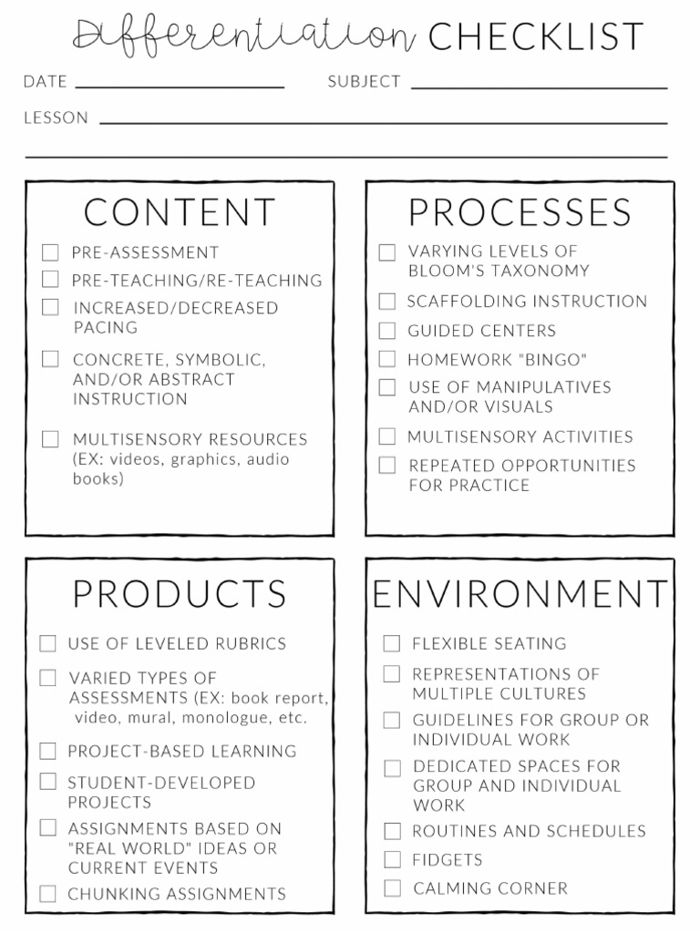 Differentiation Checklist | PDF