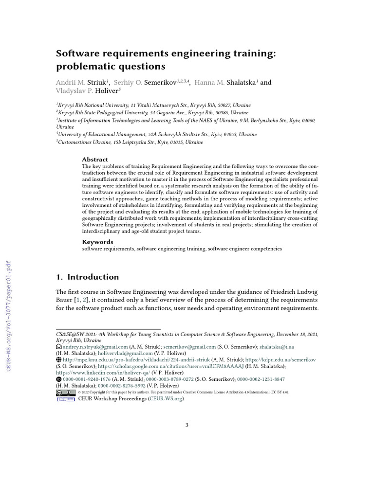 Software Requirements Engineering Training - Problematic Questions | PDF | Software Engineering ...