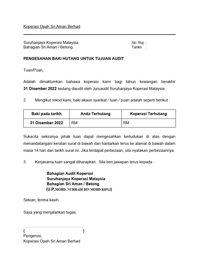 Pengesahan Penghutang&Pemiutang | PDF