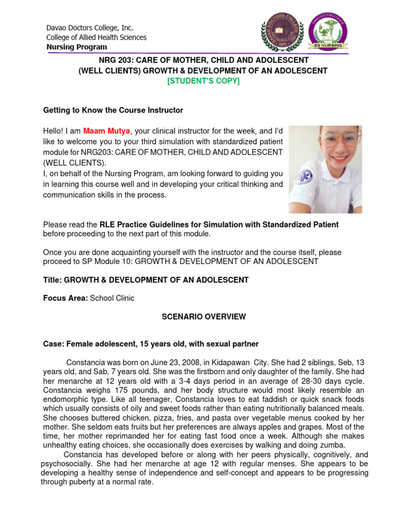 Adolescent Growth & Development Nursing Module | PDF | Nursing ...
