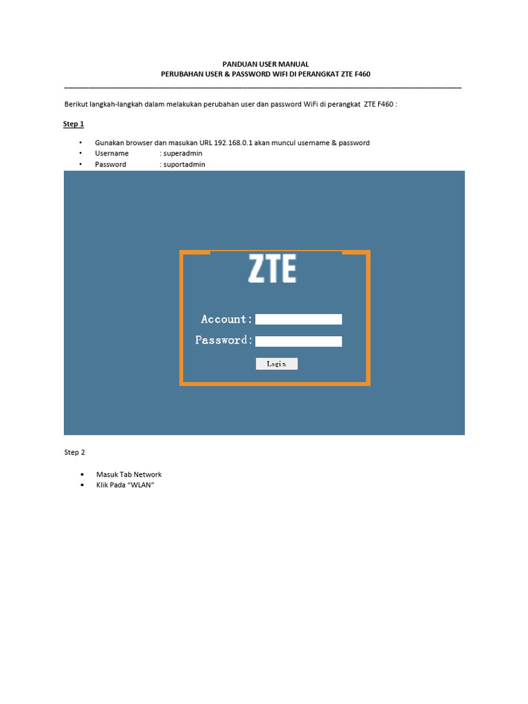 Panduan User Manual Zte F460 | PDF