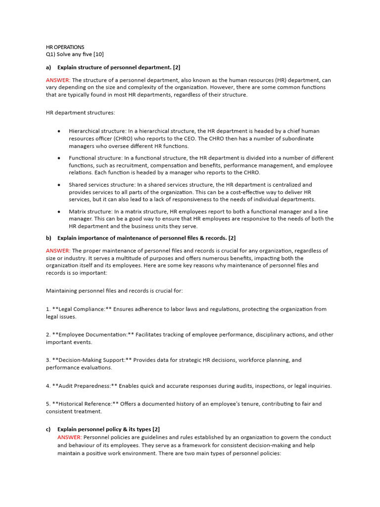HR OPERATIONS 3rd Sem | PDF HR OPERATIONS 3rd Sem | PDF