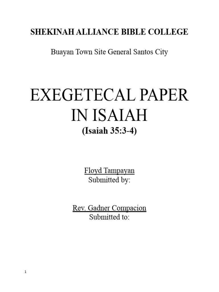 Exegetical Paper New | PDF