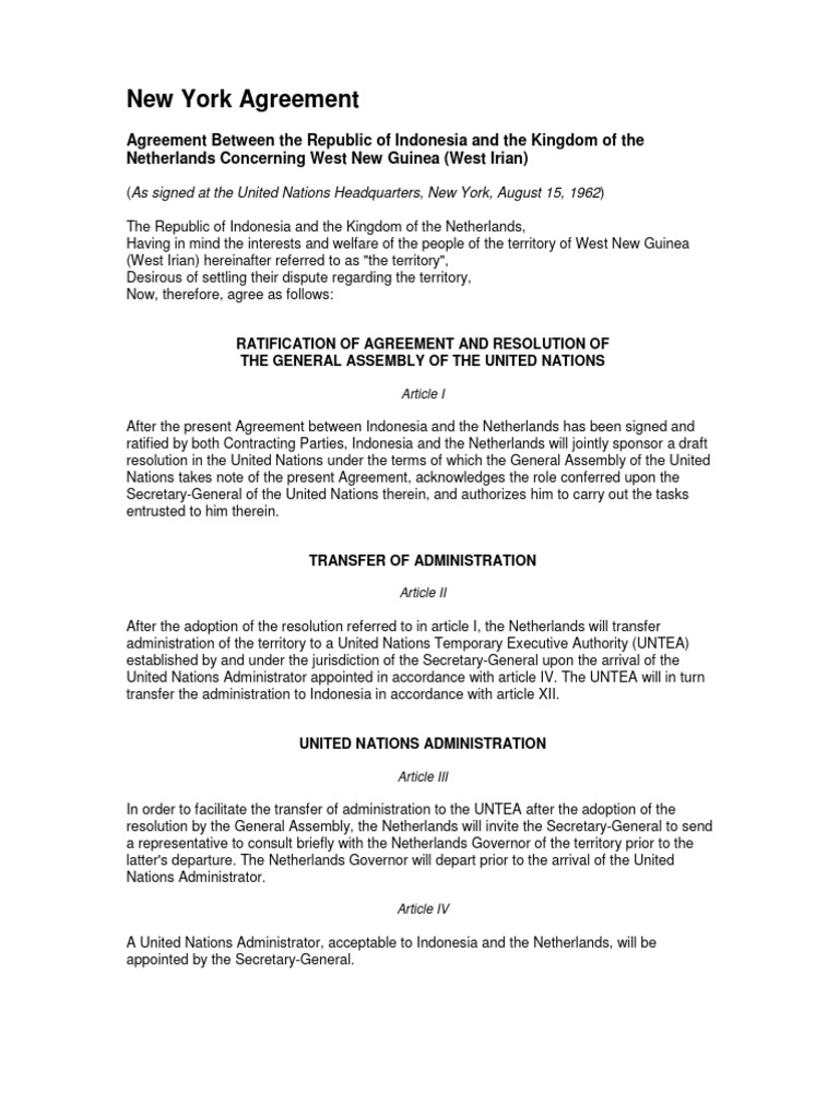 New York Agreement | Download Free PDF | United Nations | International ...