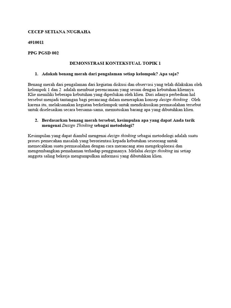 Demonstrasi Kontekstual Topik 1 | PDF