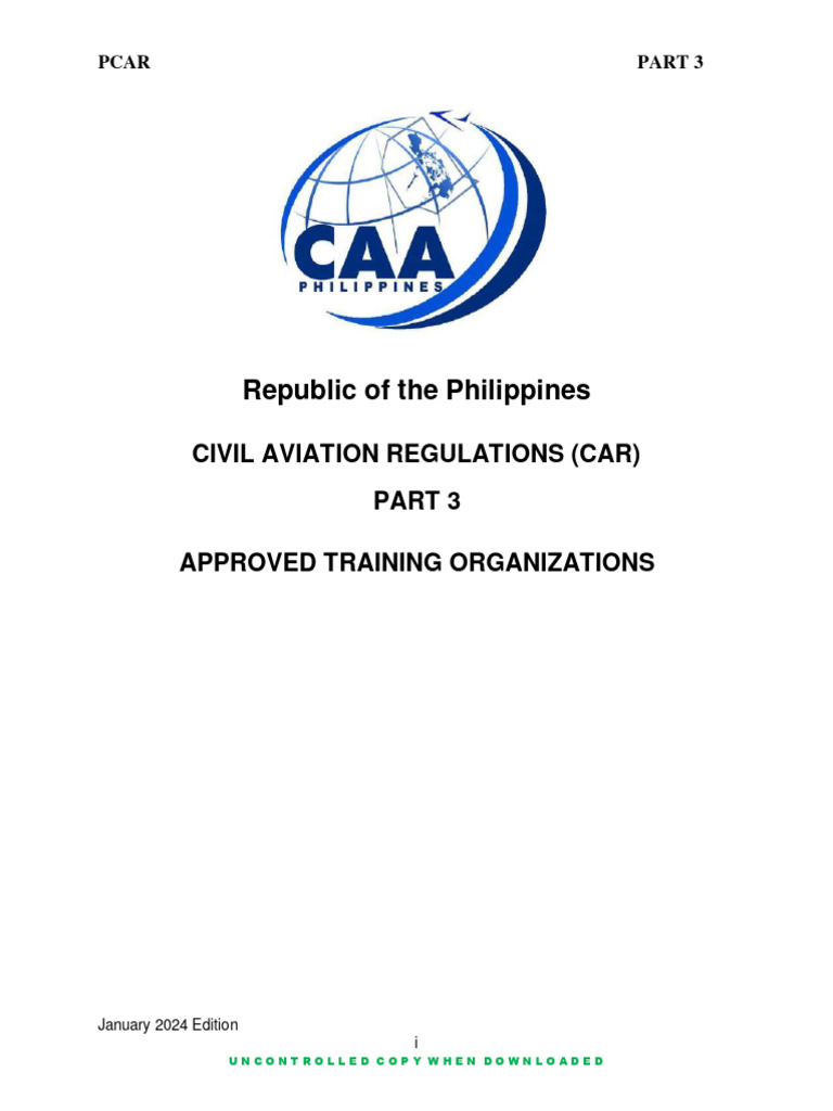 PCAR Part 3: Approved Training Organizations | PDF | Flight Instructor ...