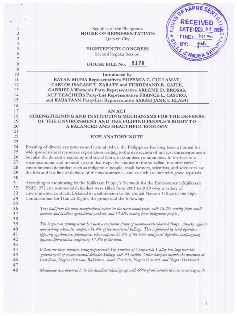 Envi Defenders Bill | PDF