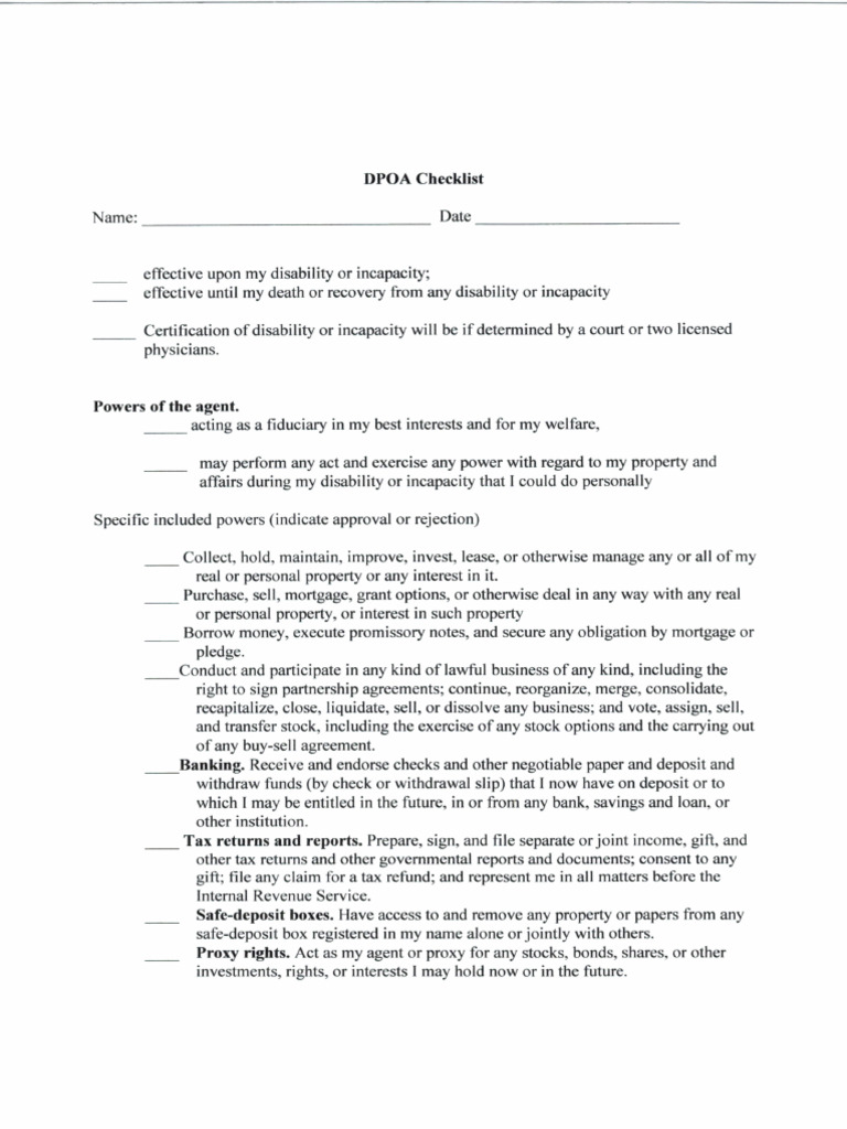DPOA Checklist | PDF
