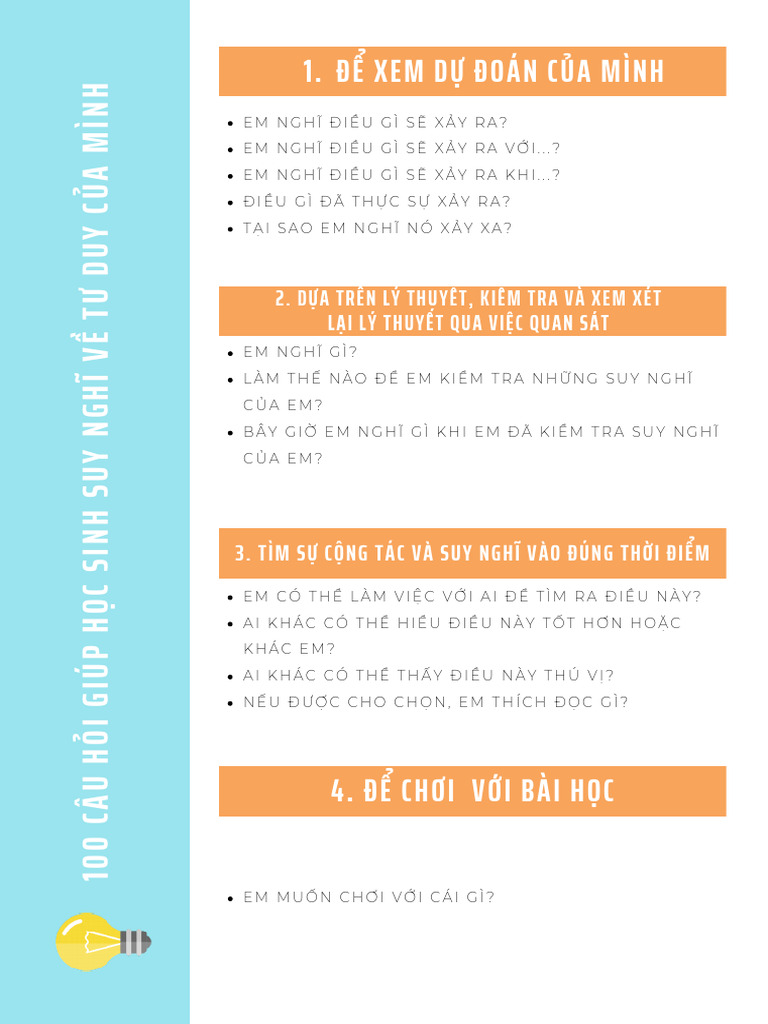 100 Questions That Help Students Think About Thinking | PDF
