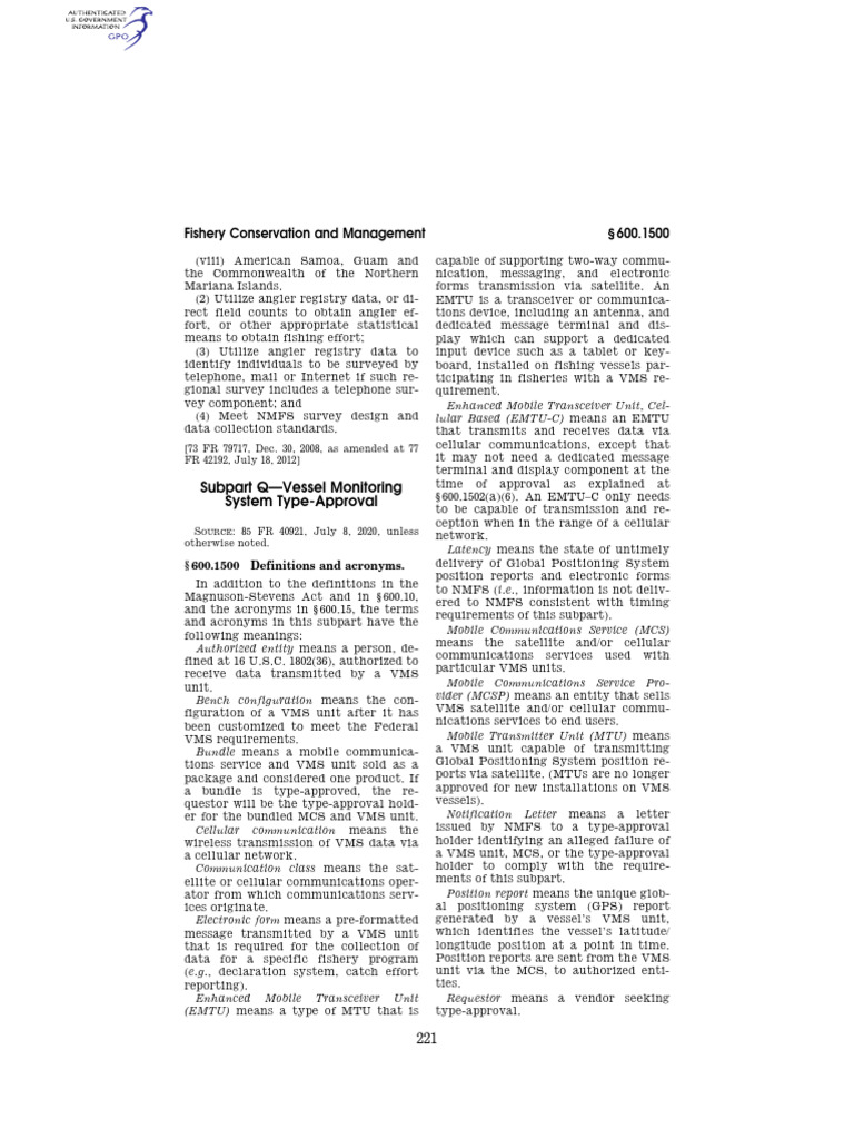 CFR 2021 Title50 Vol12 Sec600 1500 | PDF | Telecommunications ...