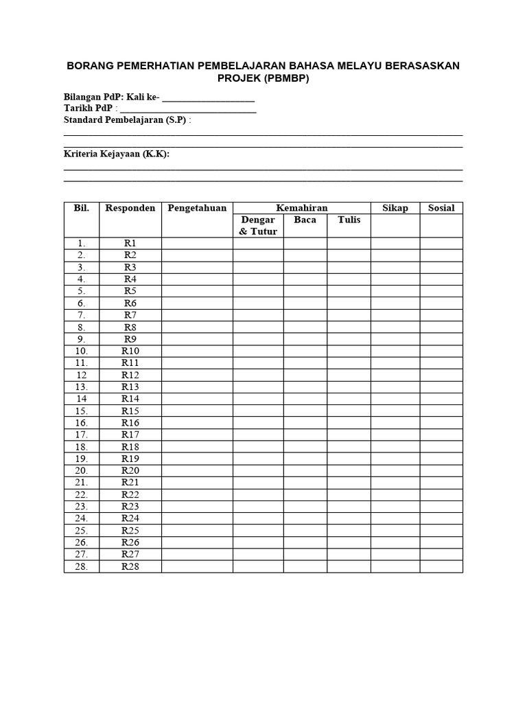 Borang Pemerhatian | PDF