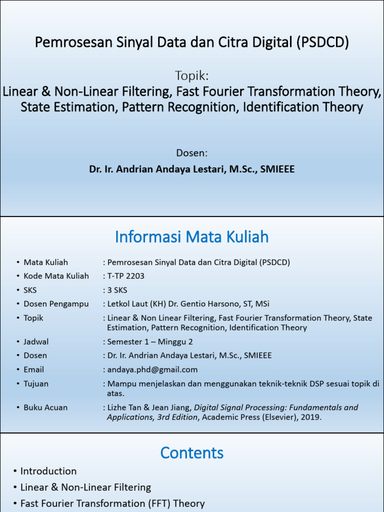 Linear And Non Linear Filtering Fast Fourier Transformation Theory 8179