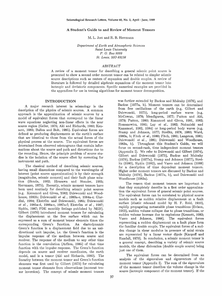 Moment Tensor Pdf Eigenvalues And Eigenvectors Tensor 