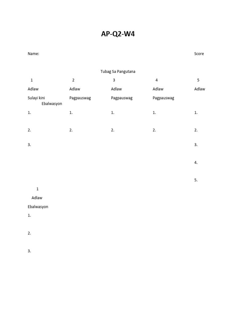 AP w4 Answersheet | PDF