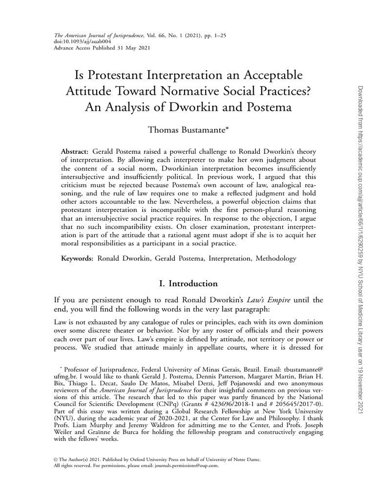 Legal Interpretation: Dworkin vs. Postema | PDF | Reason | Rationality