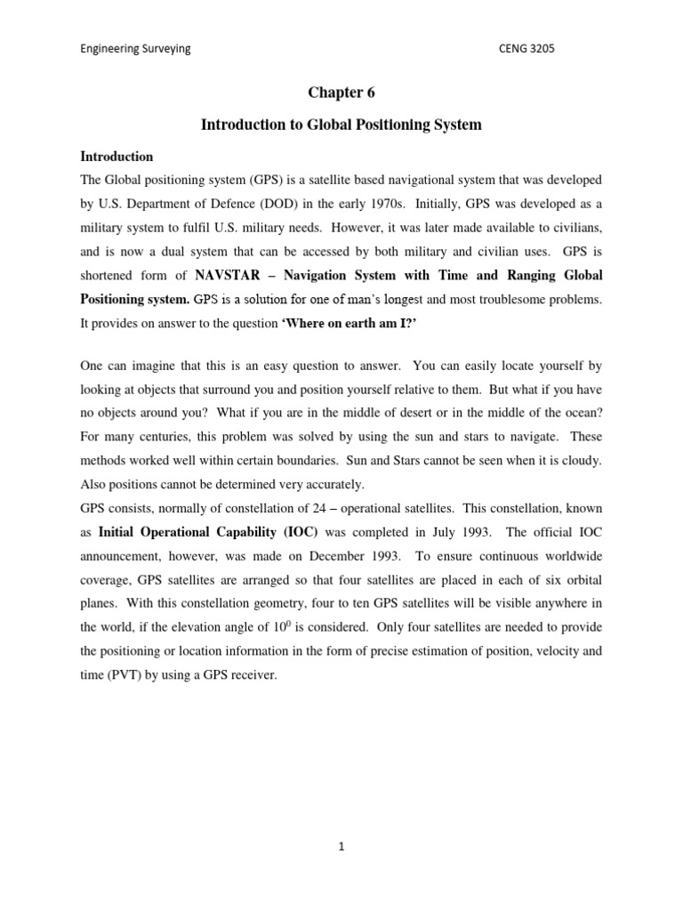 Chapter 6 (GPS) | PDF | Global Positioning System | Surveying