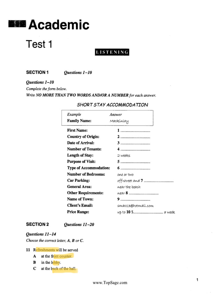 Ielts Simulation Tests-Test 1 | PDF
