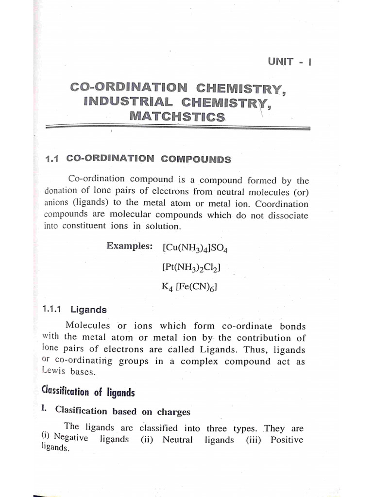 Chemistry Chapter 1 Coordination Chemistry | PDF