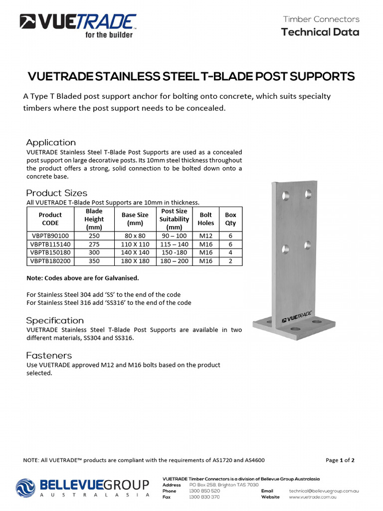 VUETRADE TDS SS T Blade PS - Version2 | PDF | Materials | Manufactured Goods
