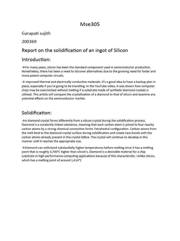 Garapati Sujith Assignment No 3 1dfb84b7 | PDF | Silicon | Diamond