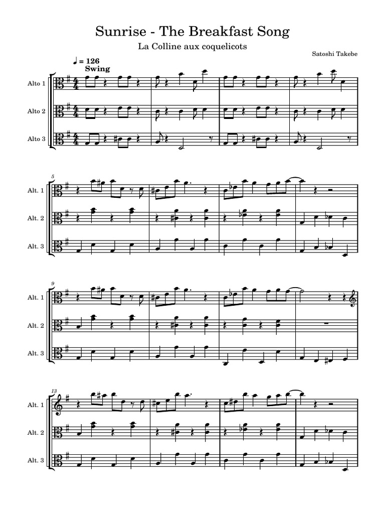 Sunrise The Breakfast Song | PDF