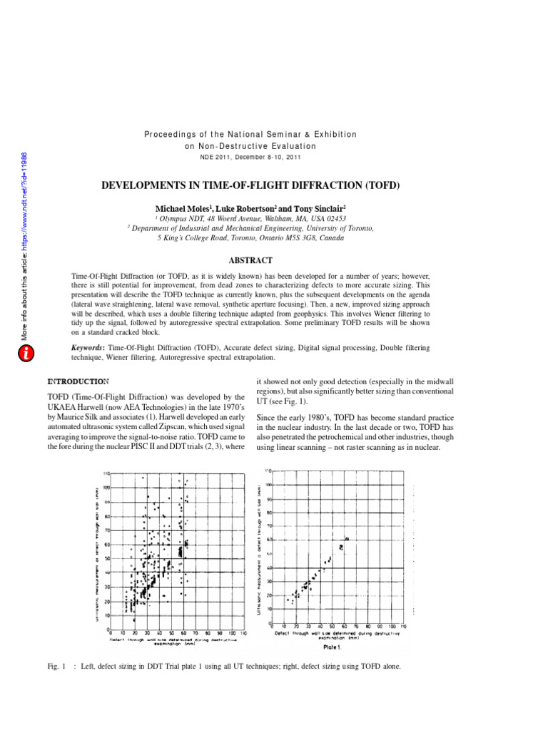 Developments in Time-Of-Flight Diffraction (Tofd) : Michael Moles, Luke ...