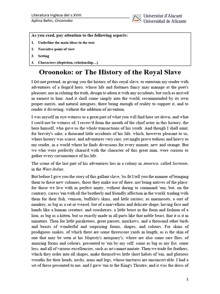 03 Aphra Behn Oroonoko New | PDF