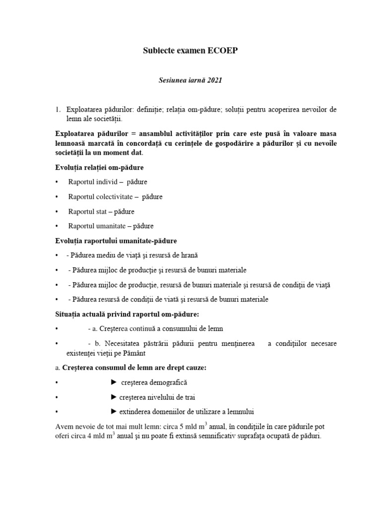 Subiecte Examen ECOEP | PDF