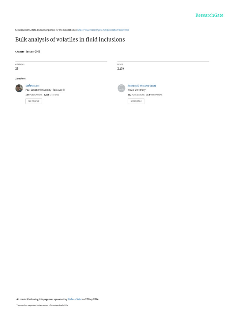 Chapter 10. Bulk Analysis of Volatiles in Fluid Inclusions | PDF | Mass ...