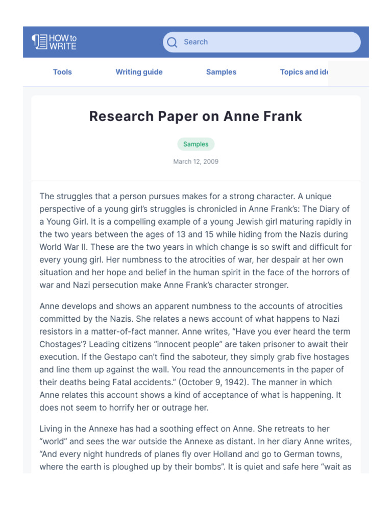 Anne Frank's Resilience in War | PDF | Anne Frank