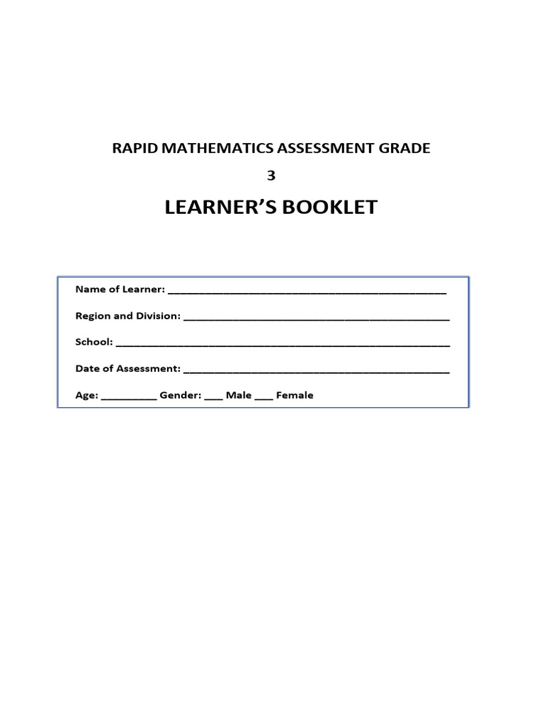 Rapid Mathematics Assessment Grade 3-Edited | PDF | Elementary ...