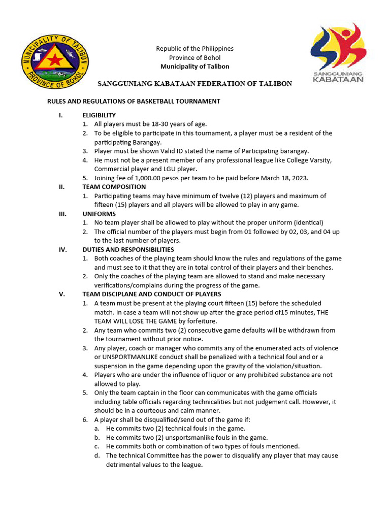 Basketball Ground Rules | PDF | Sports | Punishments